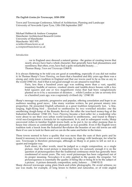 The English Genius for Townscape, 1850-1950 ... - Andrew Crompton