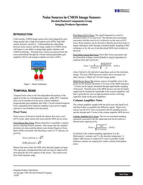 Noise sources in CMOS image sensors
