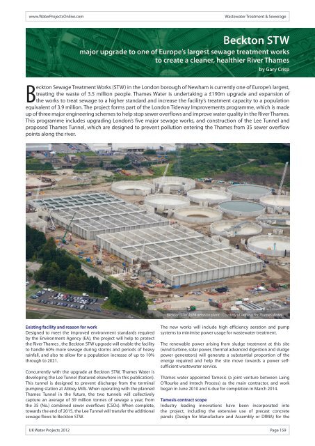 Beckton STW - Upgrade - Water Projects Online