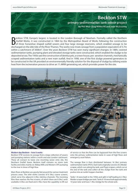 Beckton STW - Odour Control - Water Projects Online