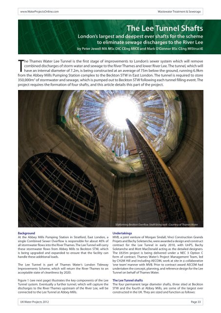 The Lee Tunnel Shafts - Water Projects Online