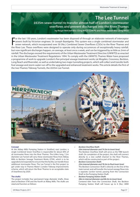 The Lee Tunnel - Water Projects Online