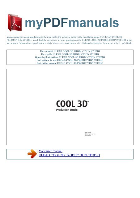 User manual ULEAD COOL 3D PRODUCTION STUDIO - MY PDF ...