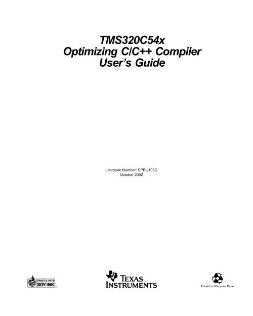 TMS320C54x Optimizing C/C++ Compiler User's Guide (Rev. G)