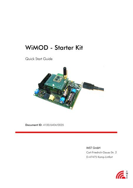 WiMOD StarterKit_QuickStartGuide - Wireless Solutions - IMST GmbH