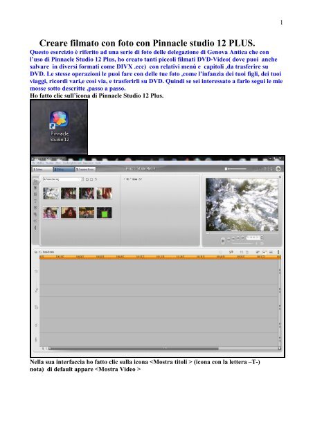 Creare filmato con foto con Pinnacle studio 12 PLUS. - la terza eta