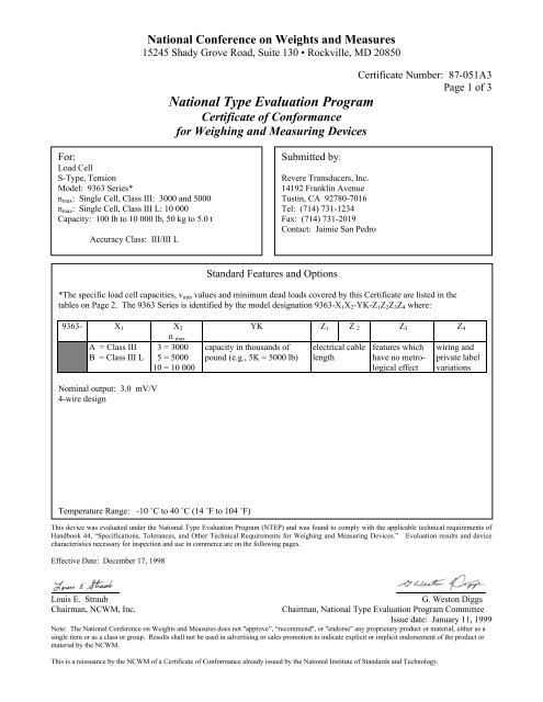 NTEP Certificate
