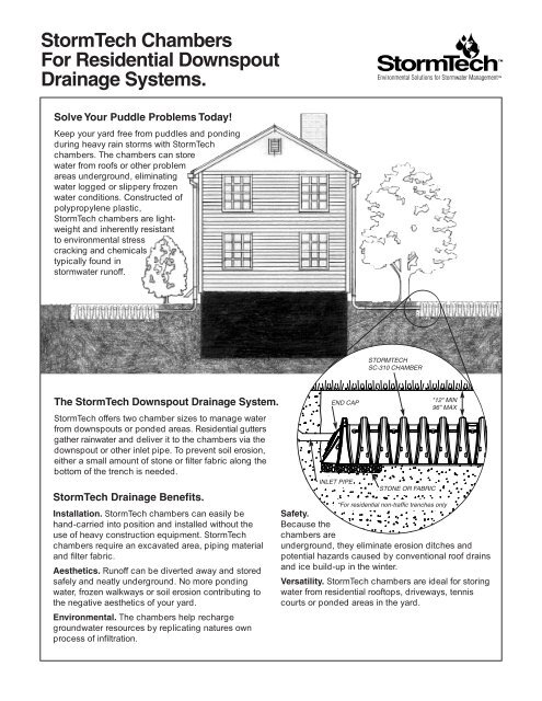 StormTech Chambers For Residential Downspout Drainage Systems.