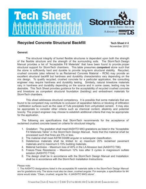 Recycled Concrete Structural Backfill - StormTech