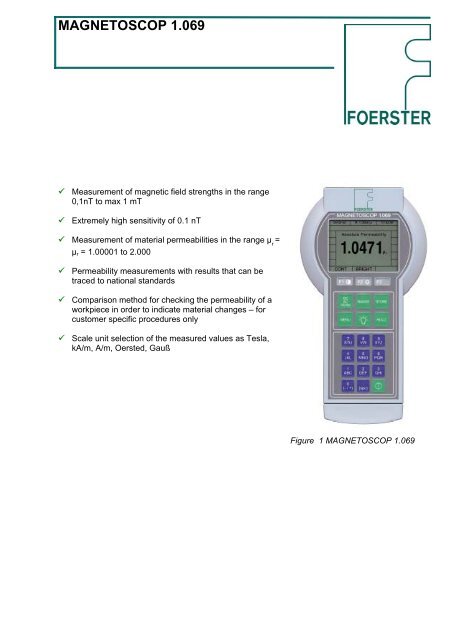 MAGNETOSCOP 1.069 - Institut Dr. Friedrich Förster Prüfgerätebau ...