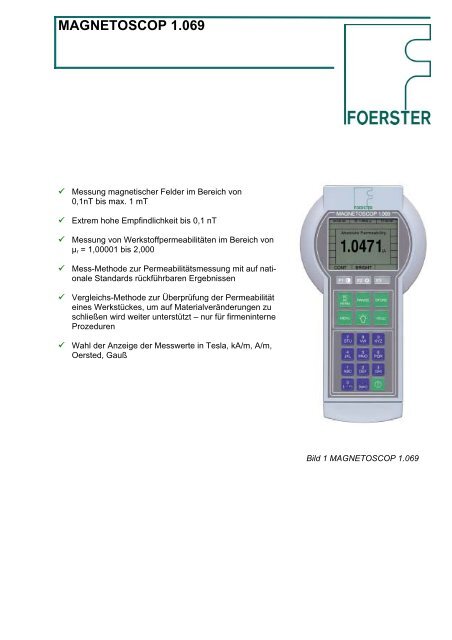 MAGNETOSCOP 1.069 - Institut Dr. Friedrich Förster Prüfgerätebau ...