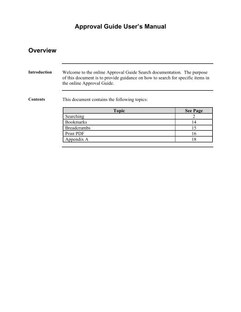 Approval Guide User's Manual Overview - FM Global