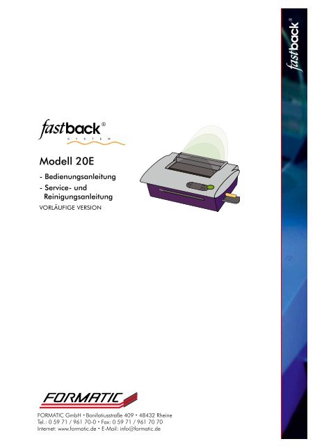 Fastback 20E Anleitung - FORMATIC GmbH