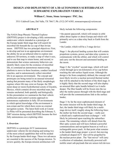 design and deployment of a 3d autonomous subterranean - AUVAC