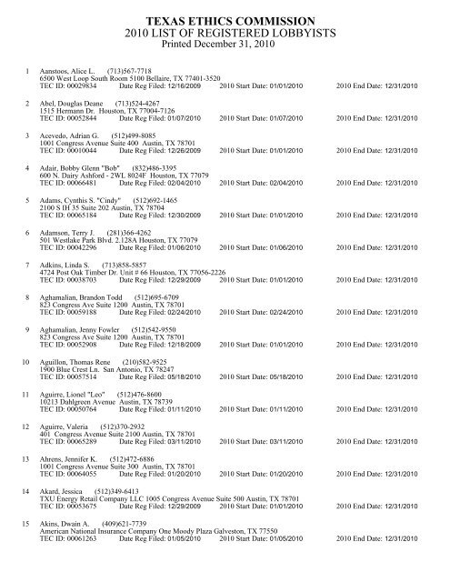 texas ethics commission - Texas State Ethics Commission