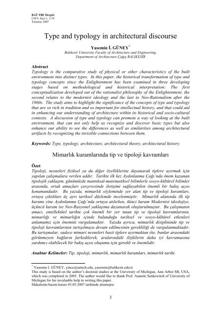 Type and typology in architectural discourse