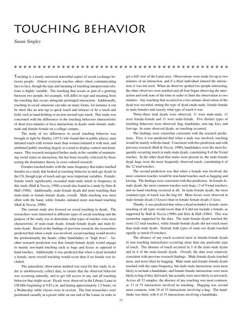 Touching Behavior by Susan Singley