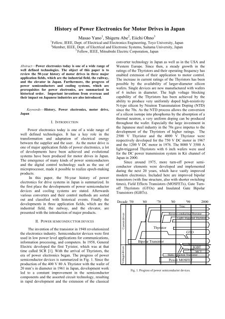 History of Power Electronics for Motor Drives in Japan - GHN