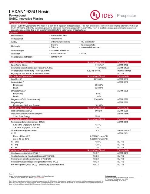 Lexan 925U Resin - stemotec.de