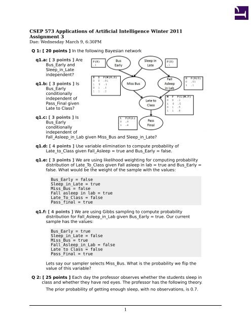CSEP 573 Applications of Artificial Intelligence Winter 2011 ...