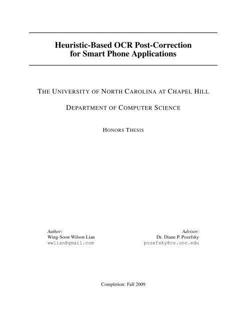 Heuristic-Based OCR Post-Correction for Smart Phone Applications