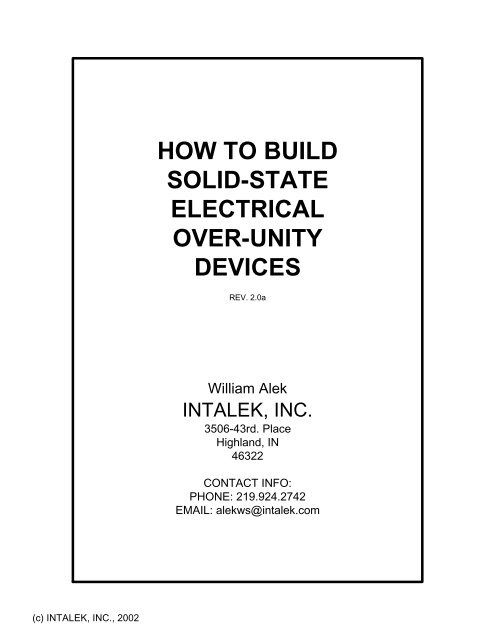 How to Build Solid-State Electrical Over-Unity Devices ... - Intalek, Inc.