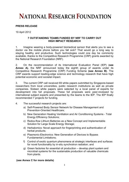 NRF Press Release - National Research Foundation NRF Press Release - National Research Foundation