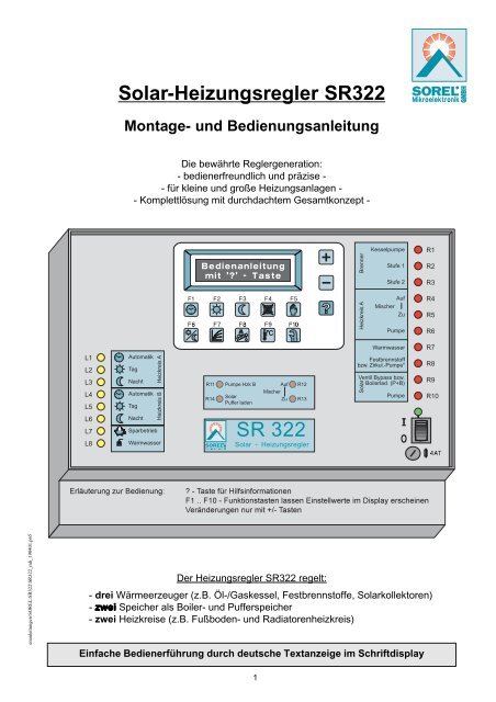 Solar-Heizungsregler SR322 SR 322 - SOREL GmbH Mikroelektronik