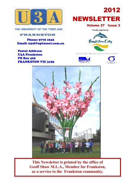 Newsletter 2012-3 (Colour) - U3A Frankston