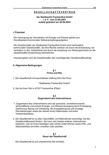 8-6-Gesellschaftsvertrag Stadtwerke - Stadt Frankenthal
