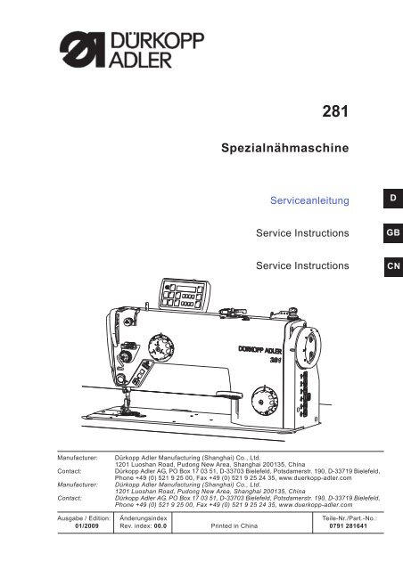 281 Spezialnähmaschine - Durkopp Adler AG