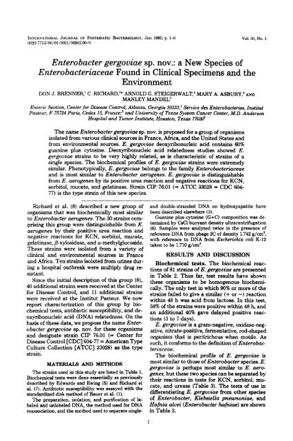 Enterobacter gergoviae sp. nov. - International Journal of Systematic ...