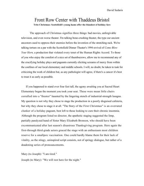 Front Row Center with Thaddeus Bristol