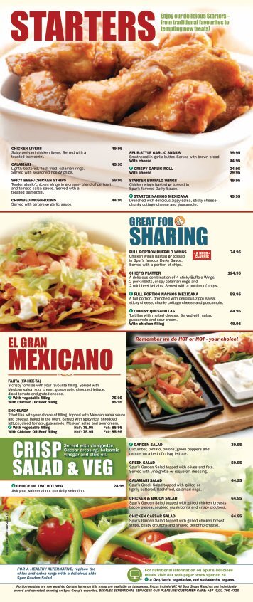 Salad Valley SPUR PLATTERS - Spur Steak Ranches International