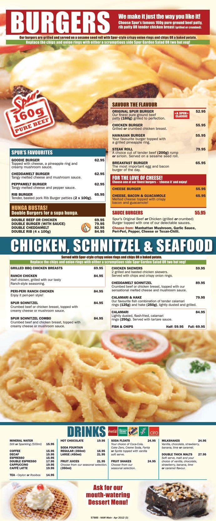Spur menu 2020 store