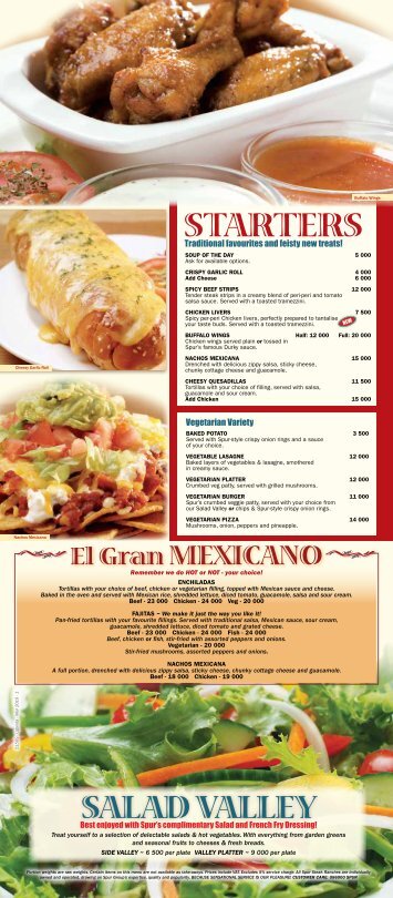 Salad Valley SPUR PLATTERS - Spur Steak Ranches International