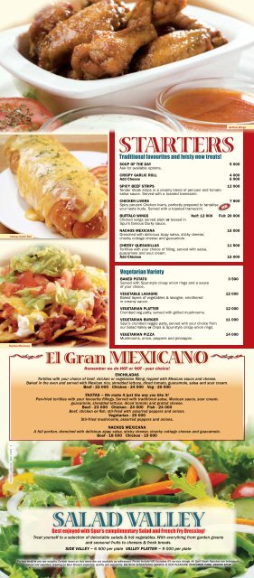 Main Menu - Spur Steak Ranches International