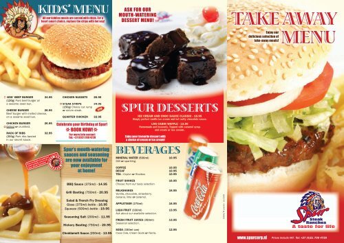 MENU TAKE AWAY Spur Steak Ranches International