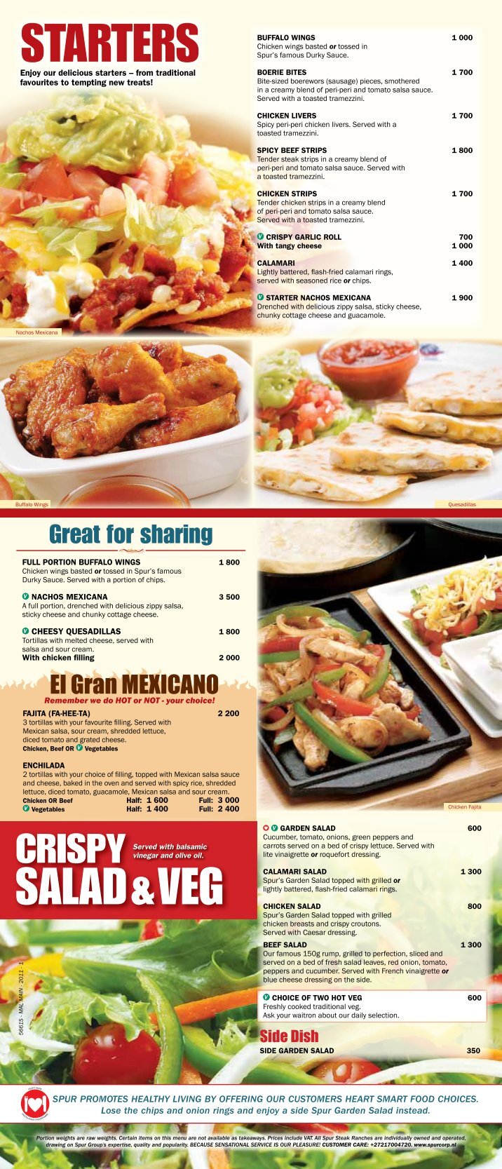 Salad Valley SPUR PLATTERS - Spur Steak Ranches International
