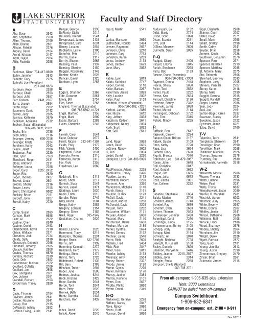Faculty and Staff Directory - Lake Superior State University