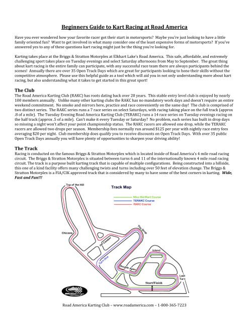 Beginners Guide to Kart Racing at Road America