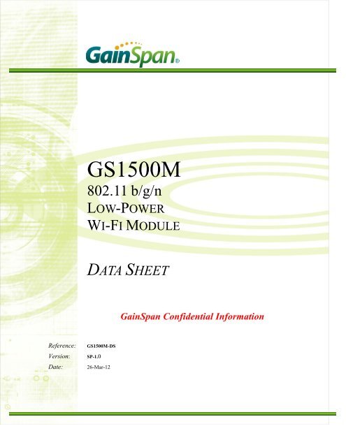 GS1011 Data sheet - Alpha Micro Components
