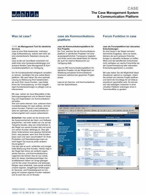 CASE Fact Sheet 2 - Webtra GmbH