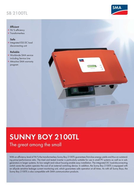 SB 2100TL SUNNY BOY 2100TL - PVT-Austria