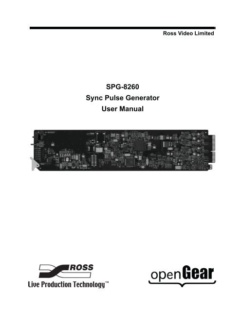 SPG-8260 User Manual - Ross Video