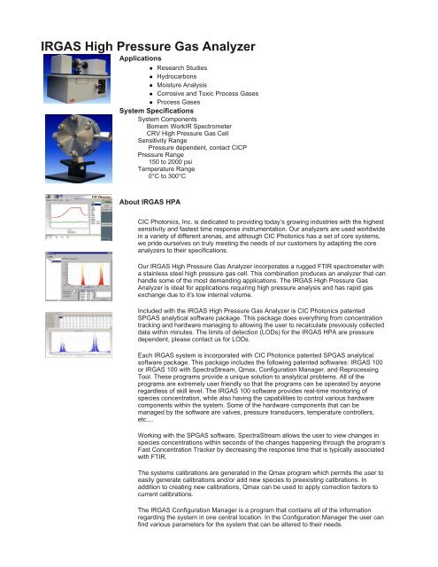IRGAS High Pressure Gas Analyzer