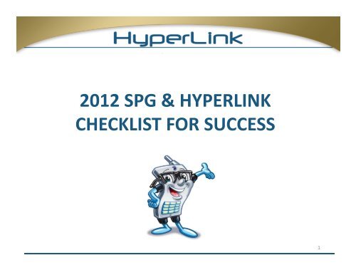 Checklist for SPG Success in 2012 - Hyperlink