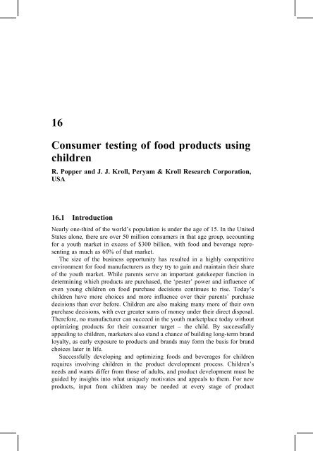 Consumer Testing of Food Products using Children - Peryam & Kroll ...