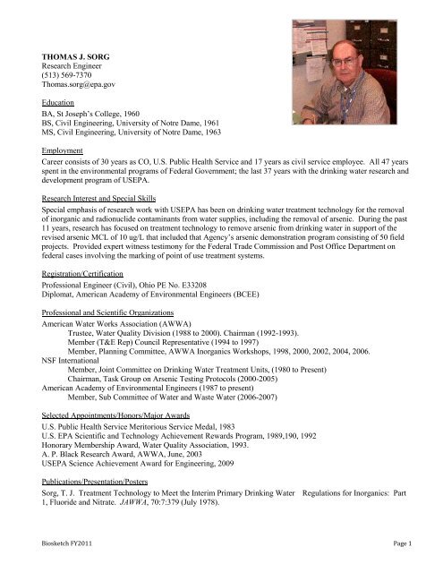 Thomas J Sorg - US Environmental Protection Agency
