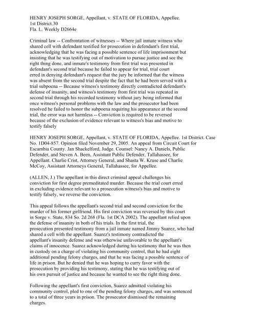 HENRY JOSEPH SORGE, Appellant, v - Jaablaw.com